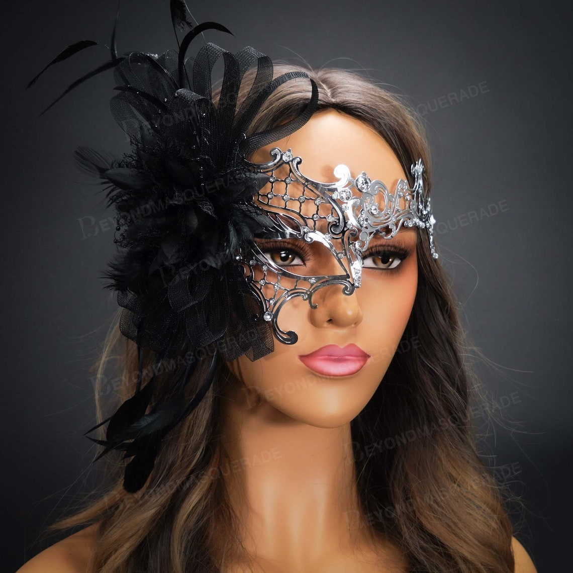 Masquerade Masks Silver Masquerade Mask Feathers Luxury - Etsy