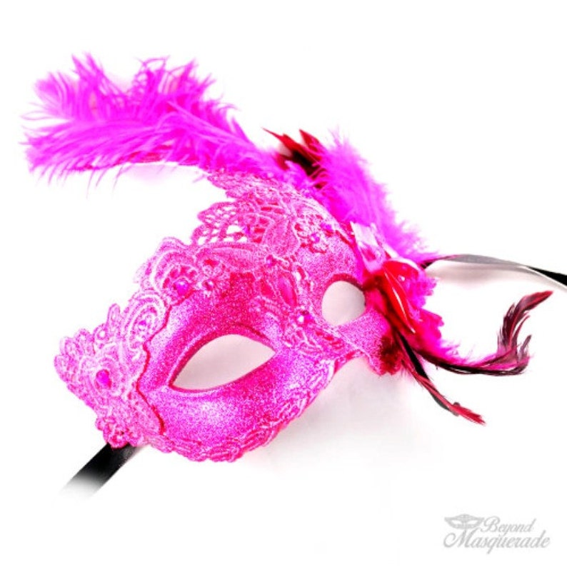 Masquerade Mask Hot Pink Masquerade Mask Mardi Gras Mask Etsy