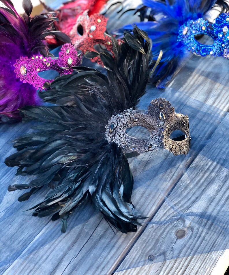 Black Masquerade Masks Black Feather Mask Masquerade Mask - Etsy