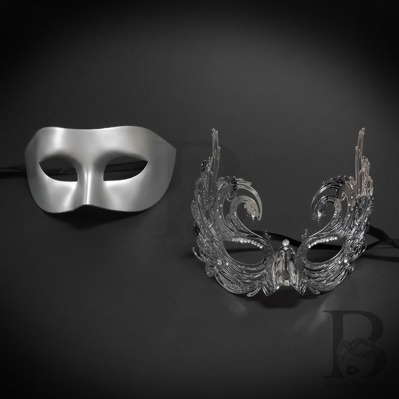 Silver Masquerade Mask Couples Masquerade Masks Silver - Etsy