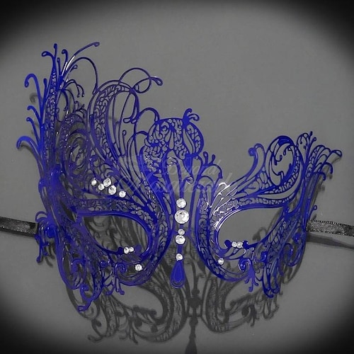 Masquerade Mask for Women Navy Blue Laser Cut Venetian Mardi - Etsy