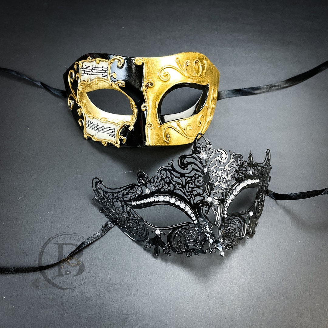 Gold Black Couples Masquerade Masks, His & Hers Masquerade Masks ...