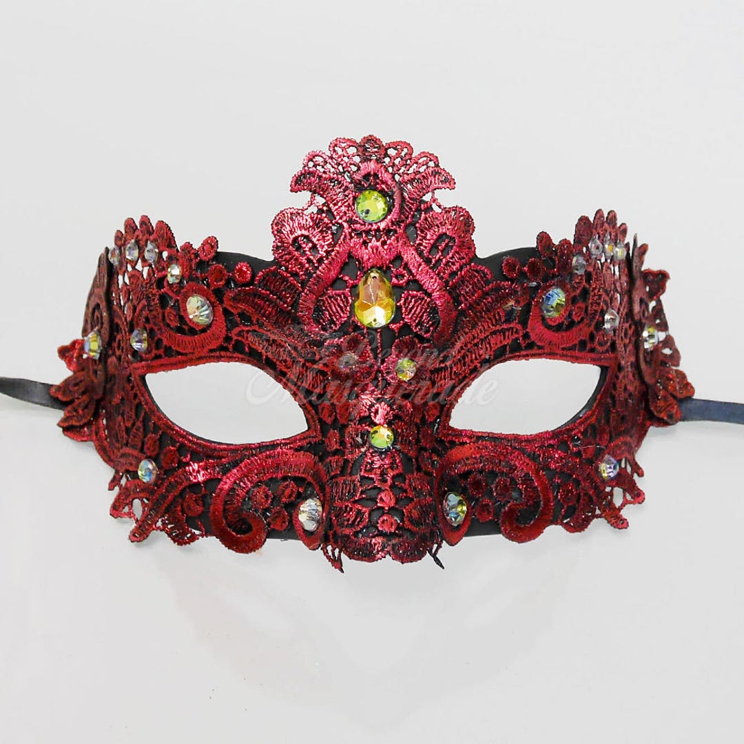 Red Masquerade Mask Masquerade Ball Mask Glamorous Red Lace - Etsy