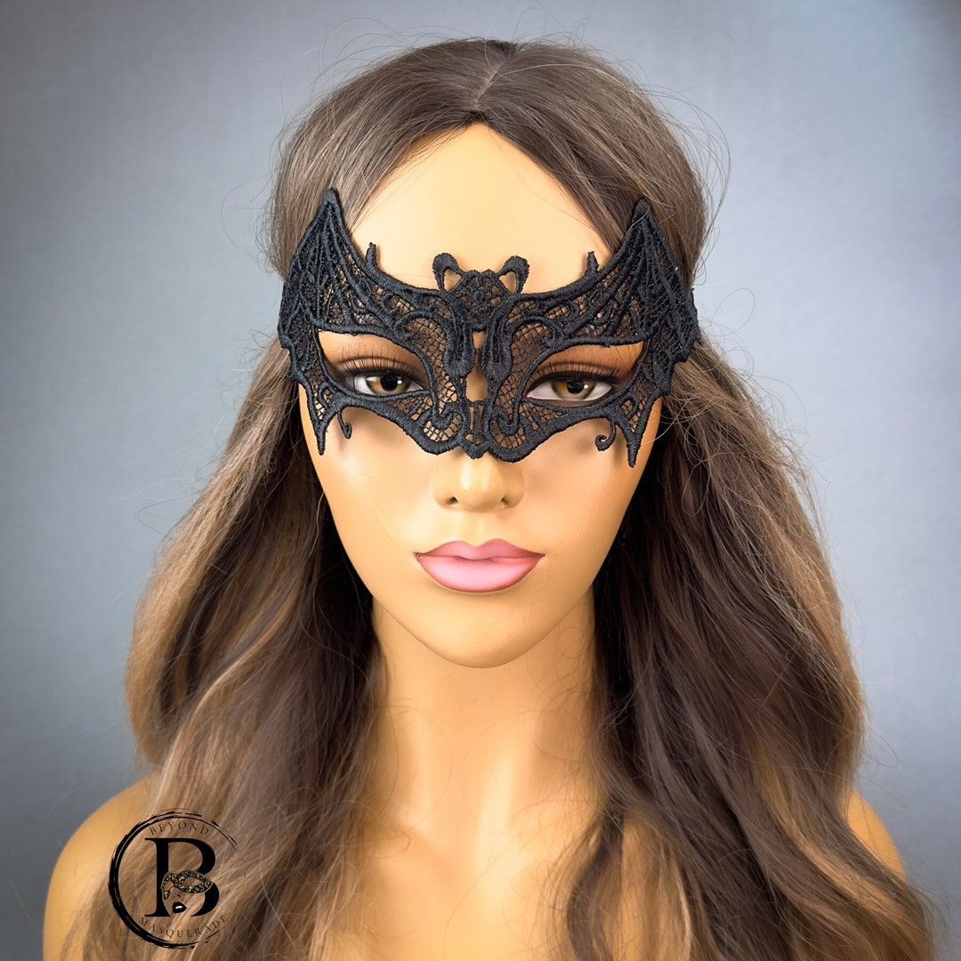 Bat Halloween Masquerade Mask Black Macrame Lace Masquerade Mask ...