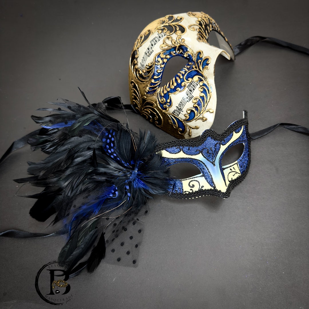 Blue Mardi Gras Masquerade Masks for Men and Women, Couples Masquerade ...