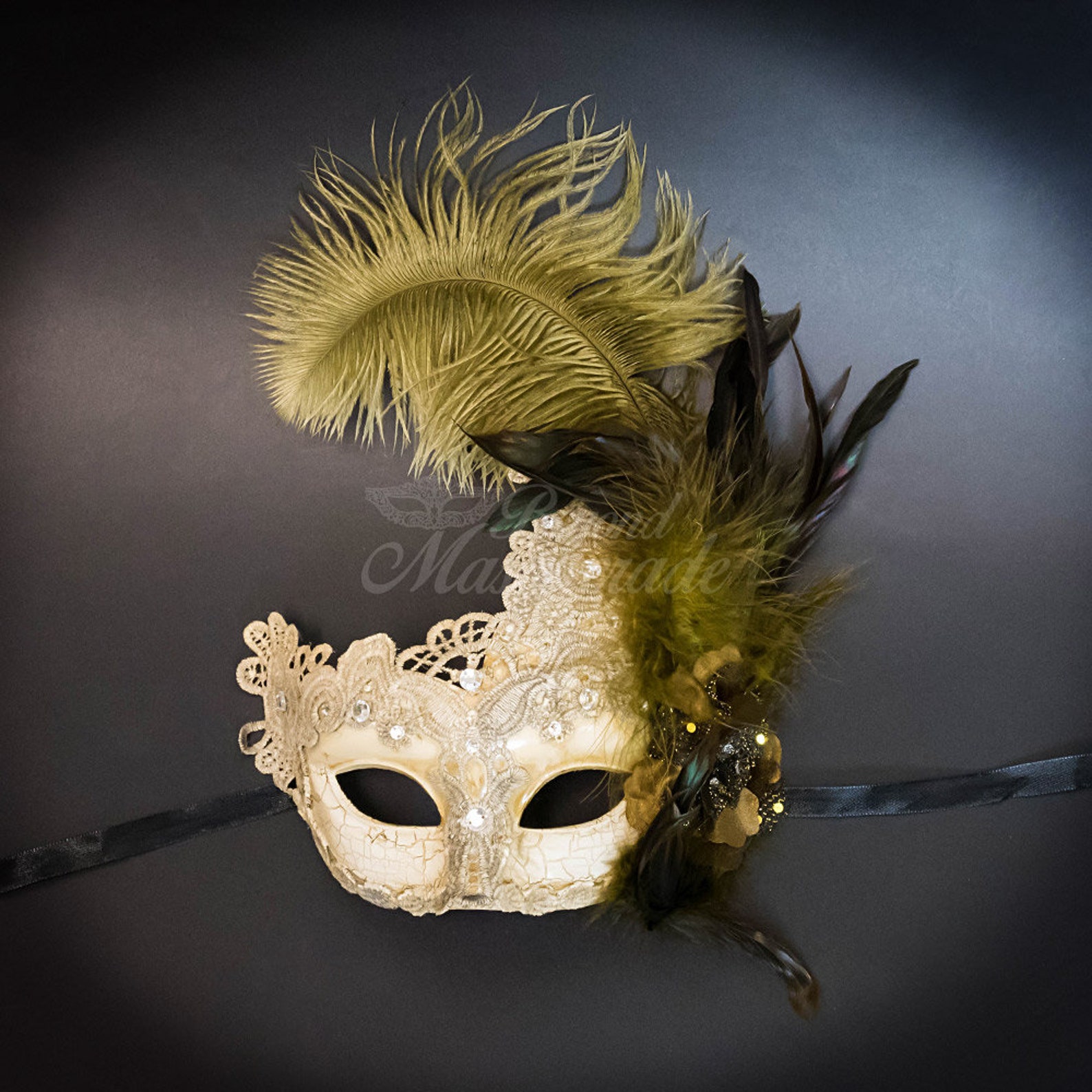 Feather Masquerade Mask Masquerade Mask Ivory Gold - Etsy