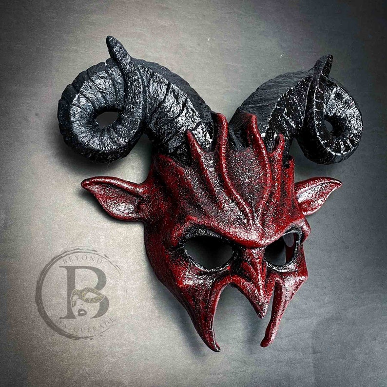 Evil Devil Horns Mask Ram Horns Headband Red Devil Halloween - Etsy