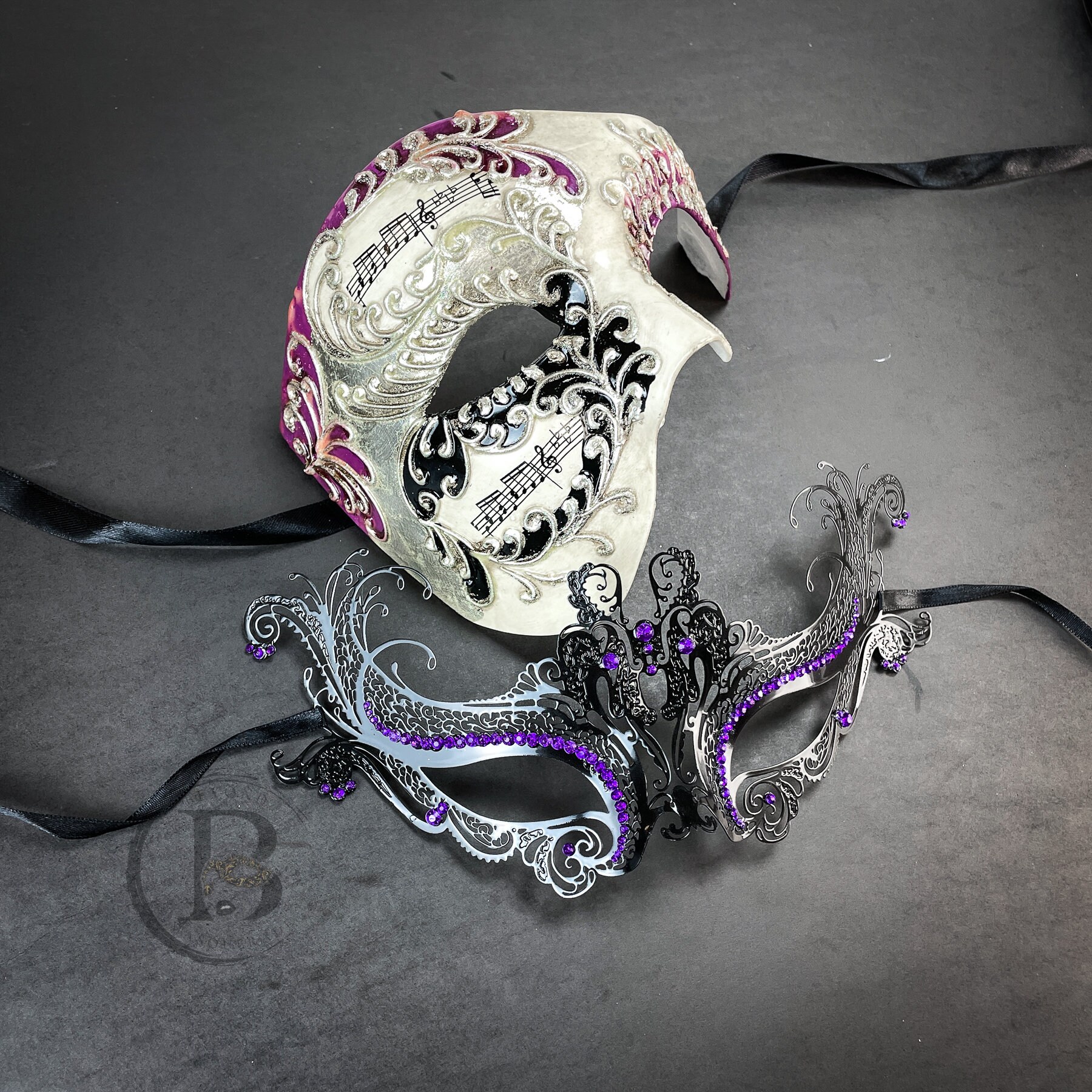 Black And Purple Masquerade Masks For Men