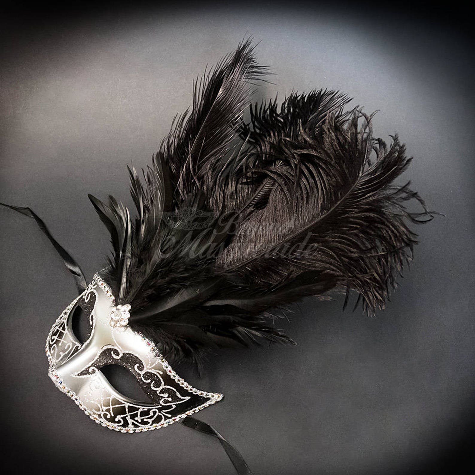 Masquerade Mask Feather Masquerade Mask Feather Masks Mardi | Etsy