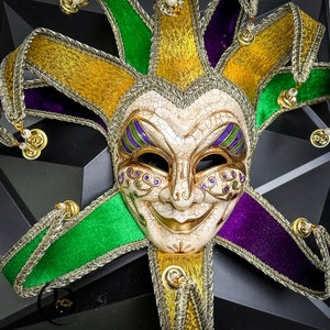 Men Jester Mardi Gras Mask Luxury Venetian Jester Mask Carnival Mardi ...