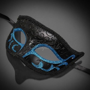 Black Blue Masquerade Mask, Mens Masquerade Mask, Masquerade Ball Mask ...