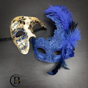Blue Mardi Gras Masquerade Masks for Men and Women, Couples Masquerade ...