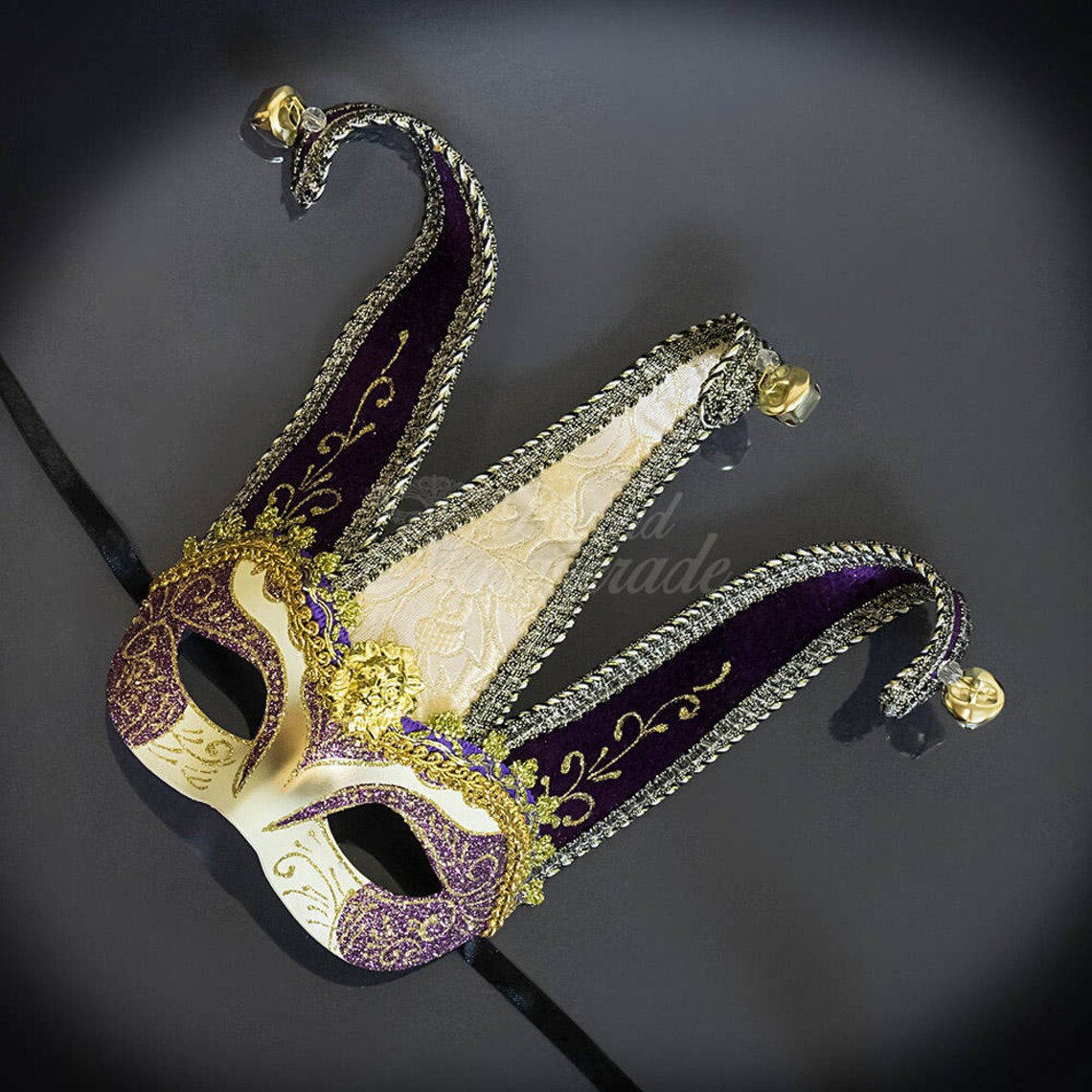 Jester Masquerade Mask Purple/gold Masquerade Mask Venetian - Etsy