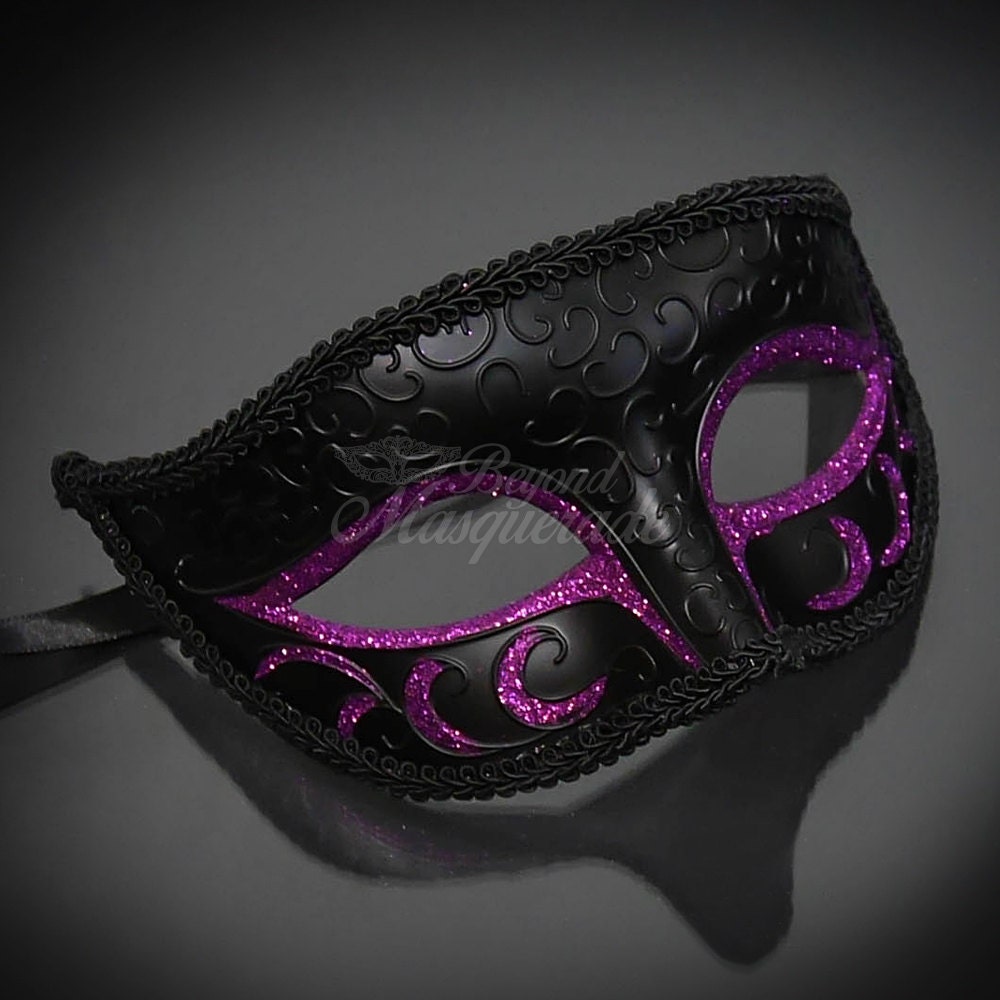 Party mask Black Purple Couples Masquerade Mask His & Hers | Etsy