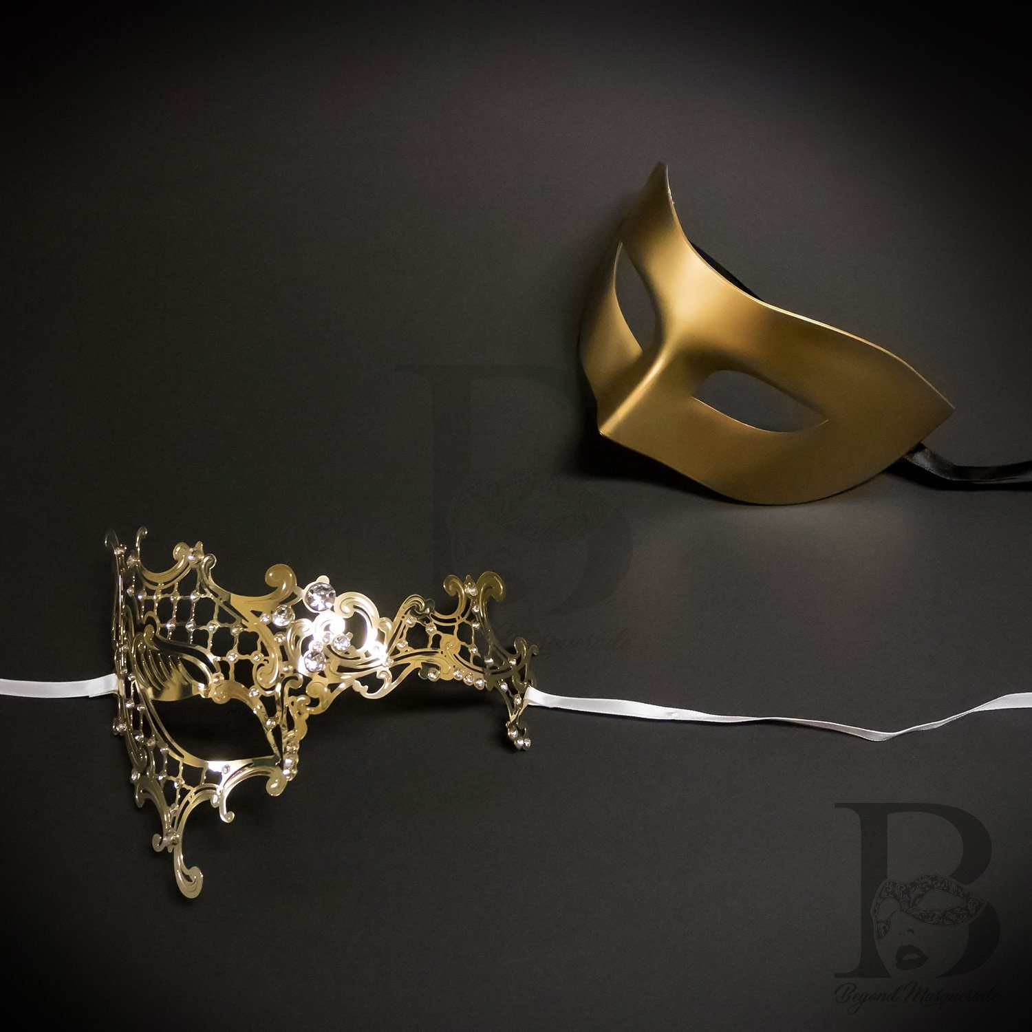 Gold Masquerade Mask Couples Masquerade Masks Gold - Etsy