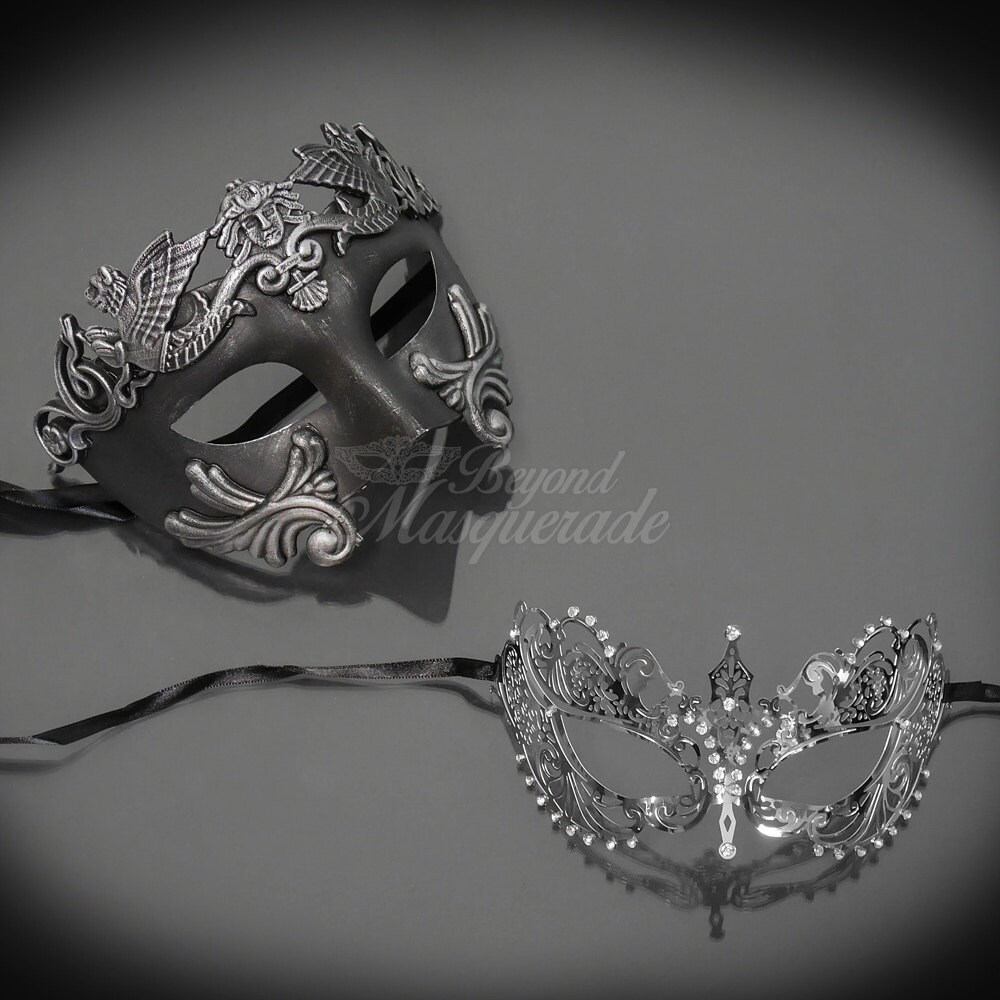 Roman Masquerade Masks Platinum/Silver Themed Couple | Etsy