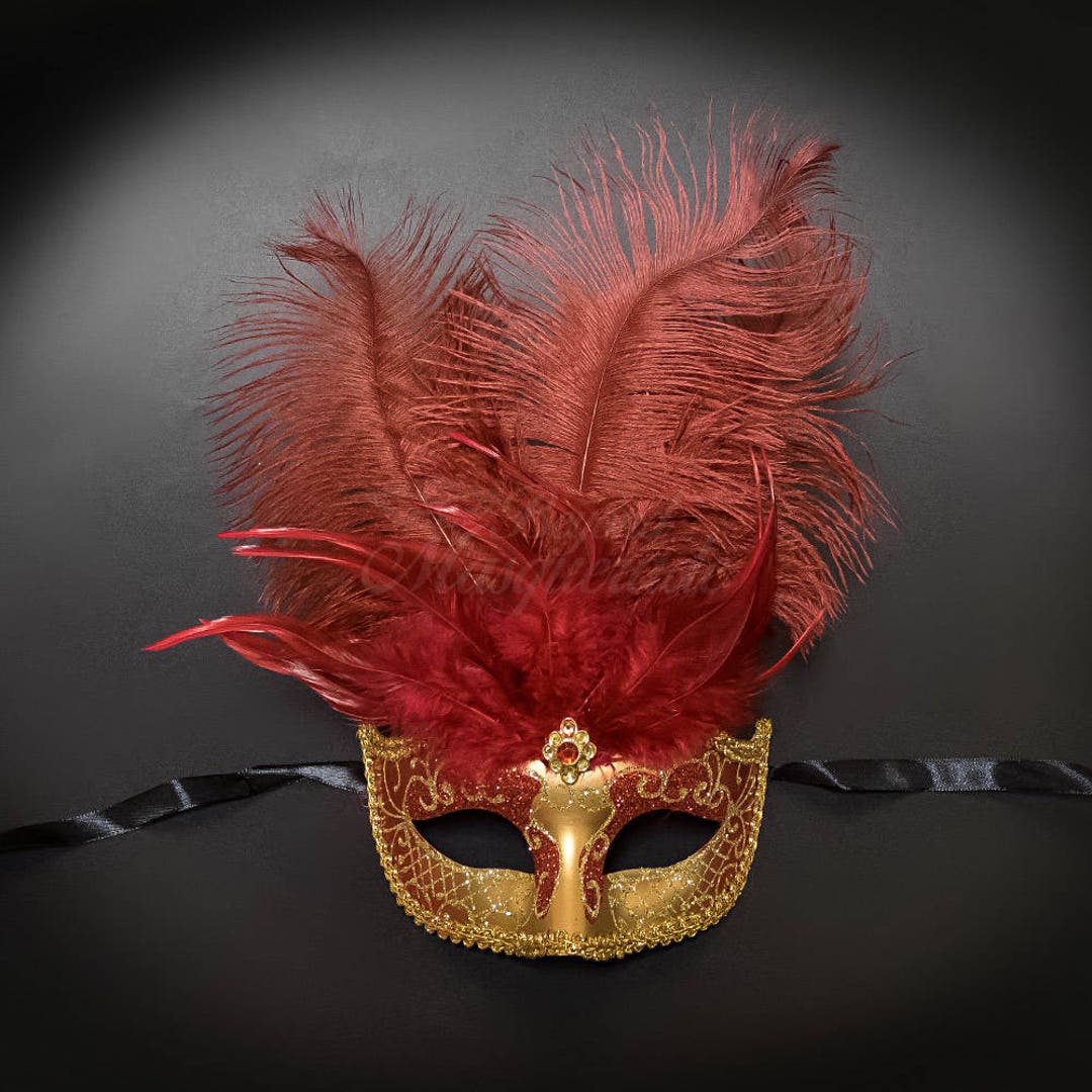 Masquerade Mask, Feather Masquerade Mask, Feather Masks, Mardi Gras ...
