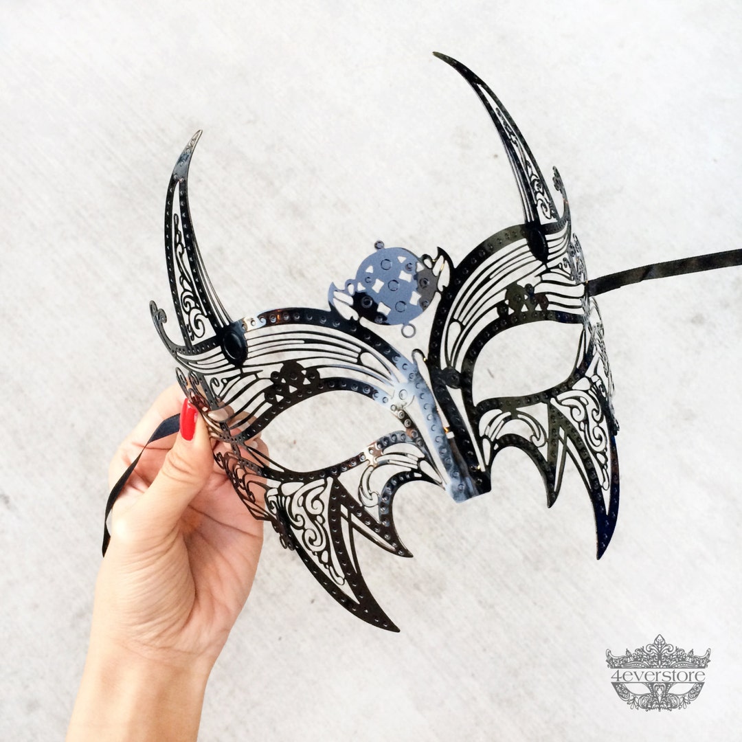 Masquerade Mask, Scary Costume Mask, Metal Masquerade Mask Black - Etsy