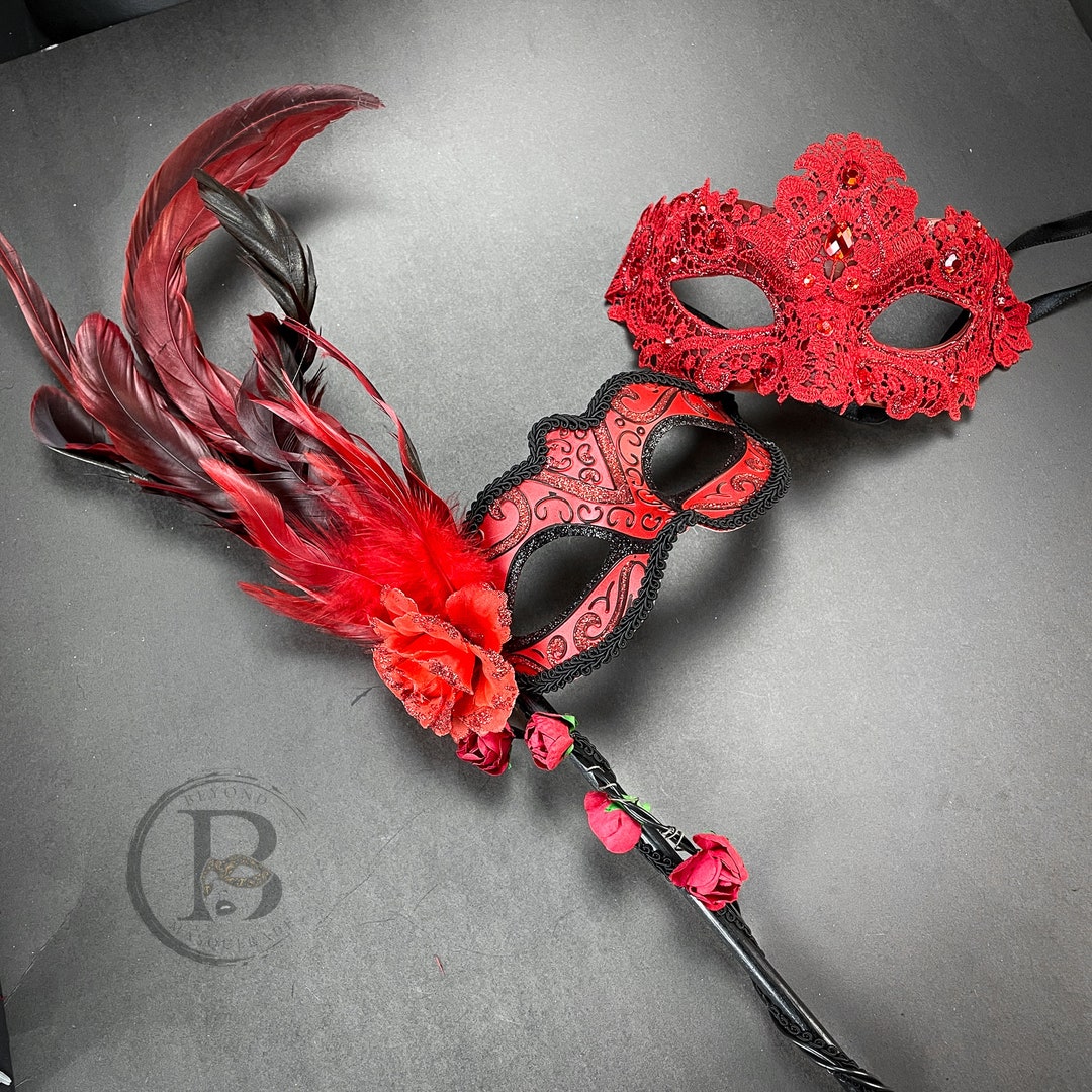 Women Masquerade Masks, Holding Stick Mask, Lace Mask, Halloween Masks ...