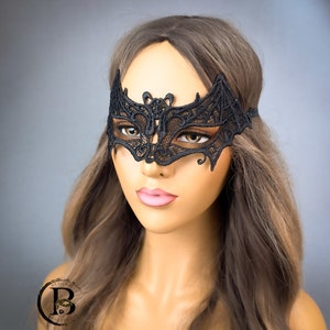 Bat Halloween Masquerade Mask Black Macrame Lace Masquerade Mask ...