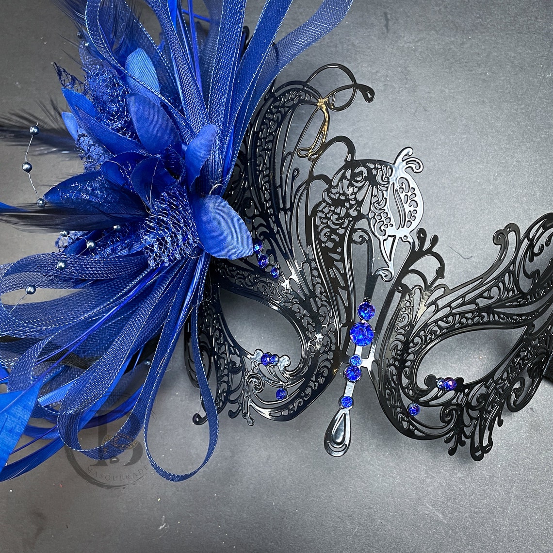 Royal Blue Masquerade Mask Halloween Filigree Metal Swan - Etsy