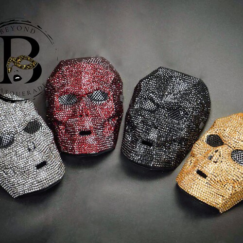 Rhinestone Skull Face Mask Skull Mask Halloween Mask Full - Etsy