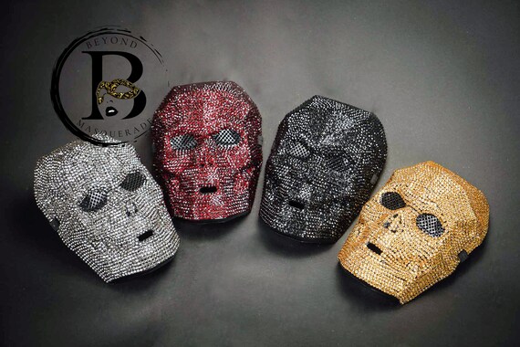 Rhinestone Skull Face Mask Skull Mask Halloween Mask Full - Etsy