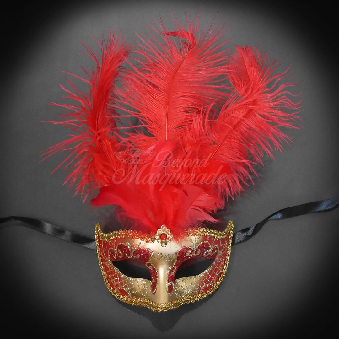 Masquerade Mask, Feather Masquerade Mask, Feather Masks, Mardi Gras ...
