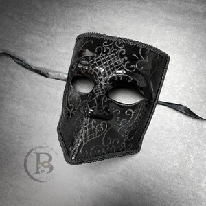 Men's Black Masquerade Mask, Bauta Mask, Masquerade Mask, Mardi Gras ...