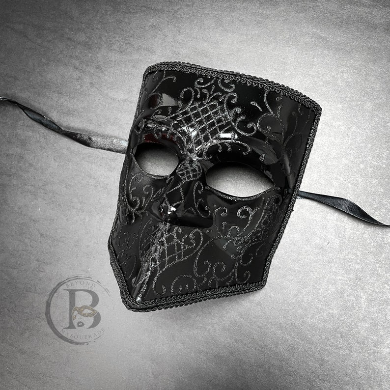 Men's Black Masquerade Mask Bauta Mask Masquerade Mask - Etsy