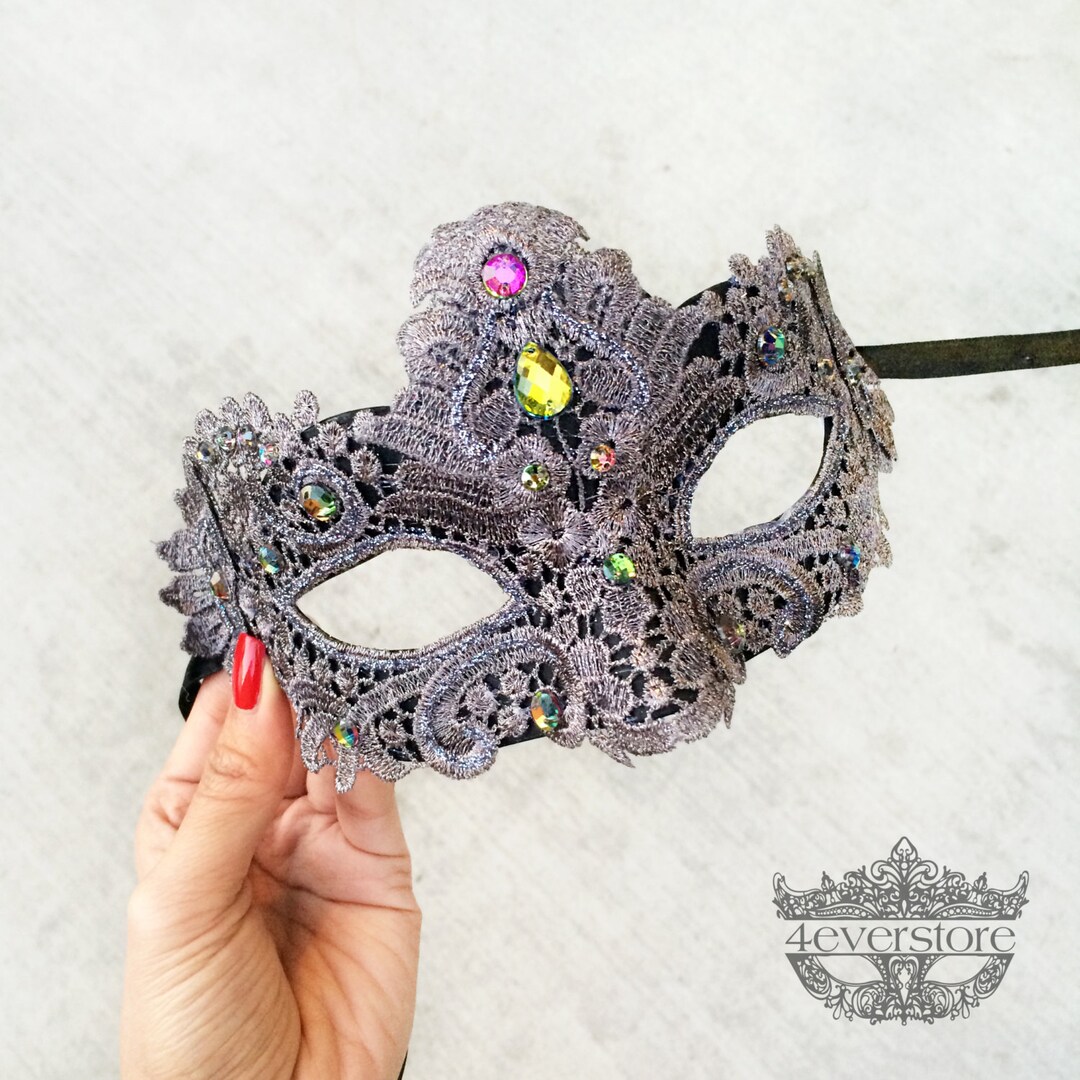Lace Mask, Metallic Earl Grey Lace Masquerade Mask, Masquerade Ball ...