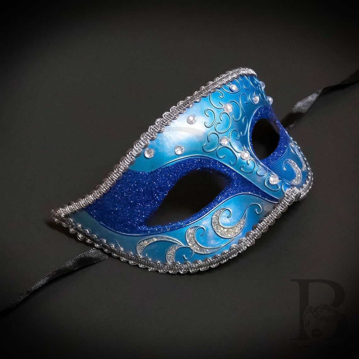 Royal Blue Glitter Masquerade Mask Mardi Gras Mask - Etsy