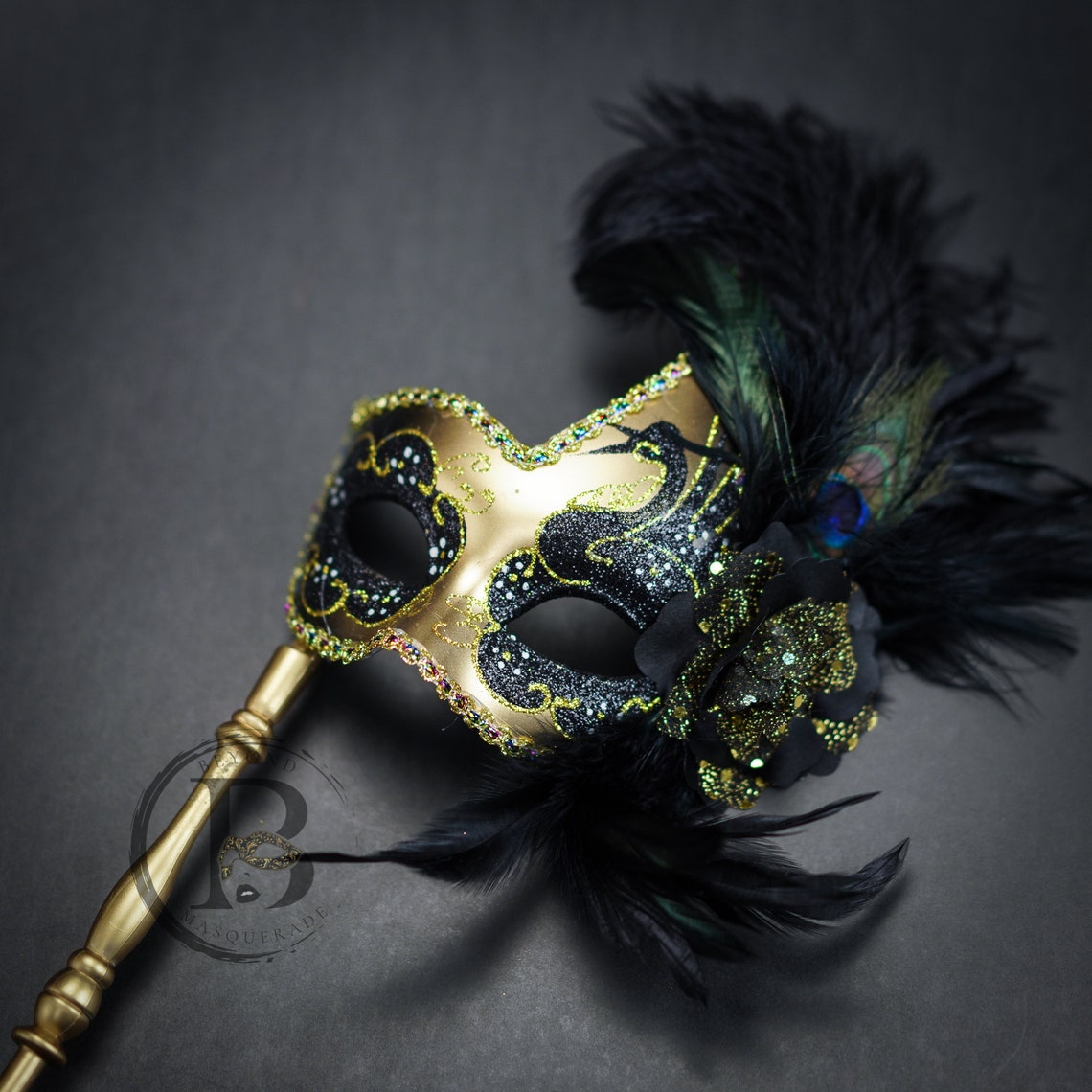 Masquerade Mask Mardi Gras Mask Gold & Black Mask With - Etsy