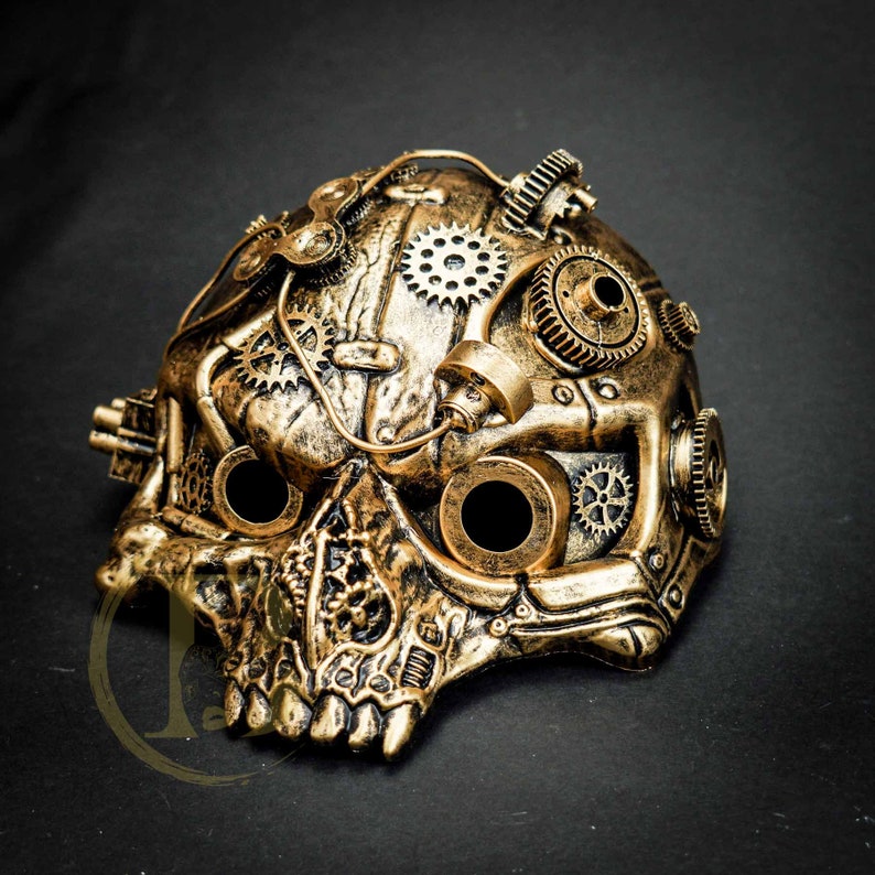 Skull Mask Steampunk Mask Gold Skull Mask Halloween Skull | Etsy