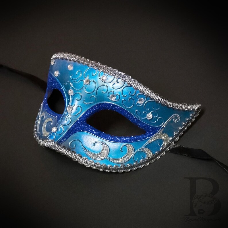 Royal Blue Glitter Masquerade Mask Mardi Gras Mask - Etsy