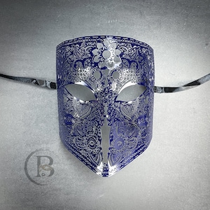Navy Blue Men Masquerade Masks for Masquerade Ball Mask Metal Lace ...