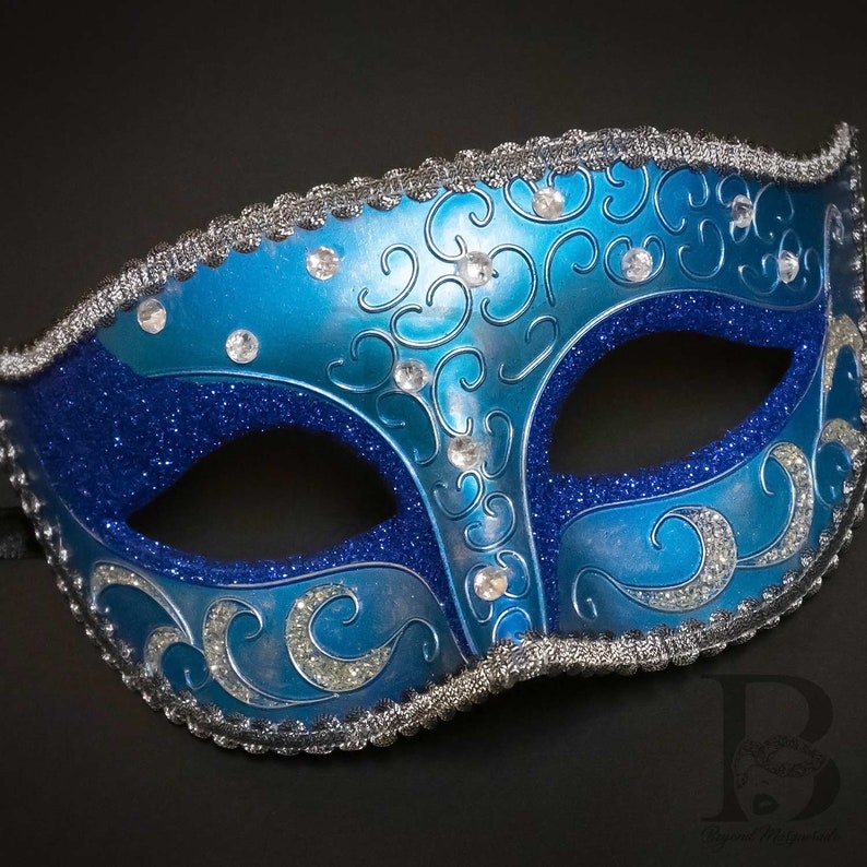 Royal Blue Glitter Masquerade Mask Mardi Gras Mask - Etsy