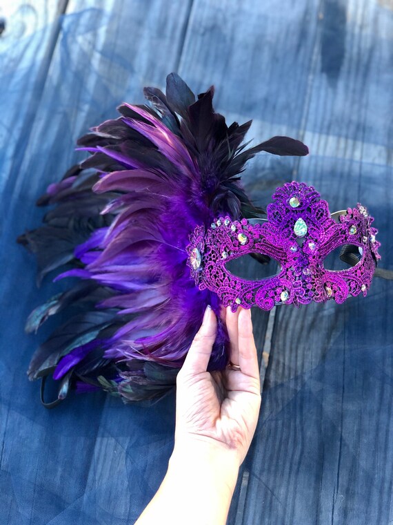 Feather Masquerade Masks Purple Masquerade Mask Halloween - Etsy