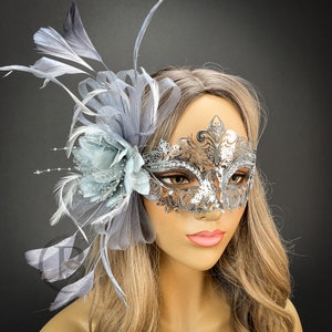 Silver Masquerade Mask, Headdress Feather Masquerade Ball Masks ...