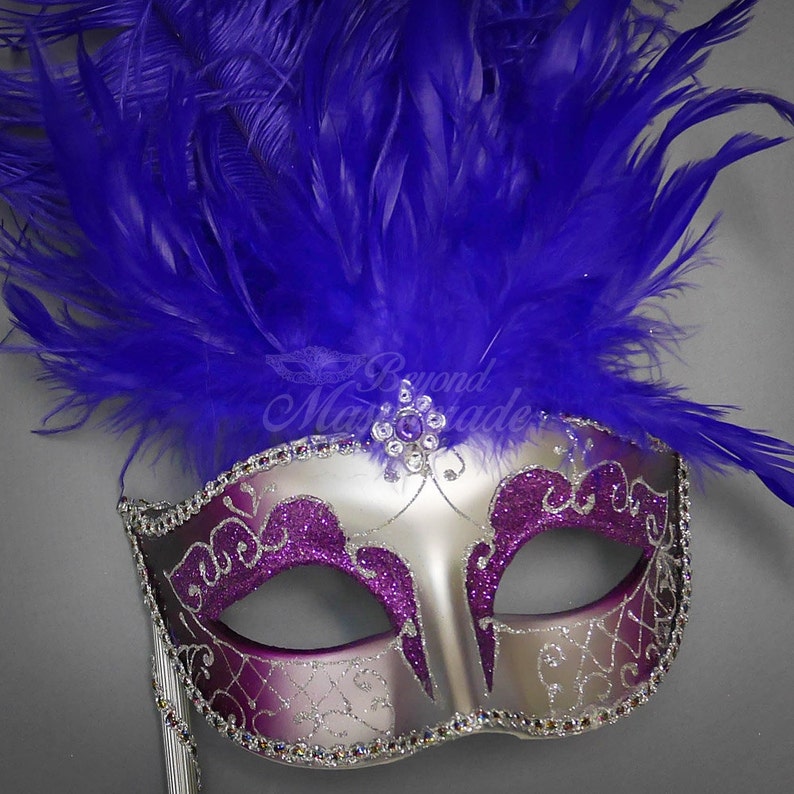 Masquerade Mask Mardi Gras Mask Mask With Handheld Stick Etsy