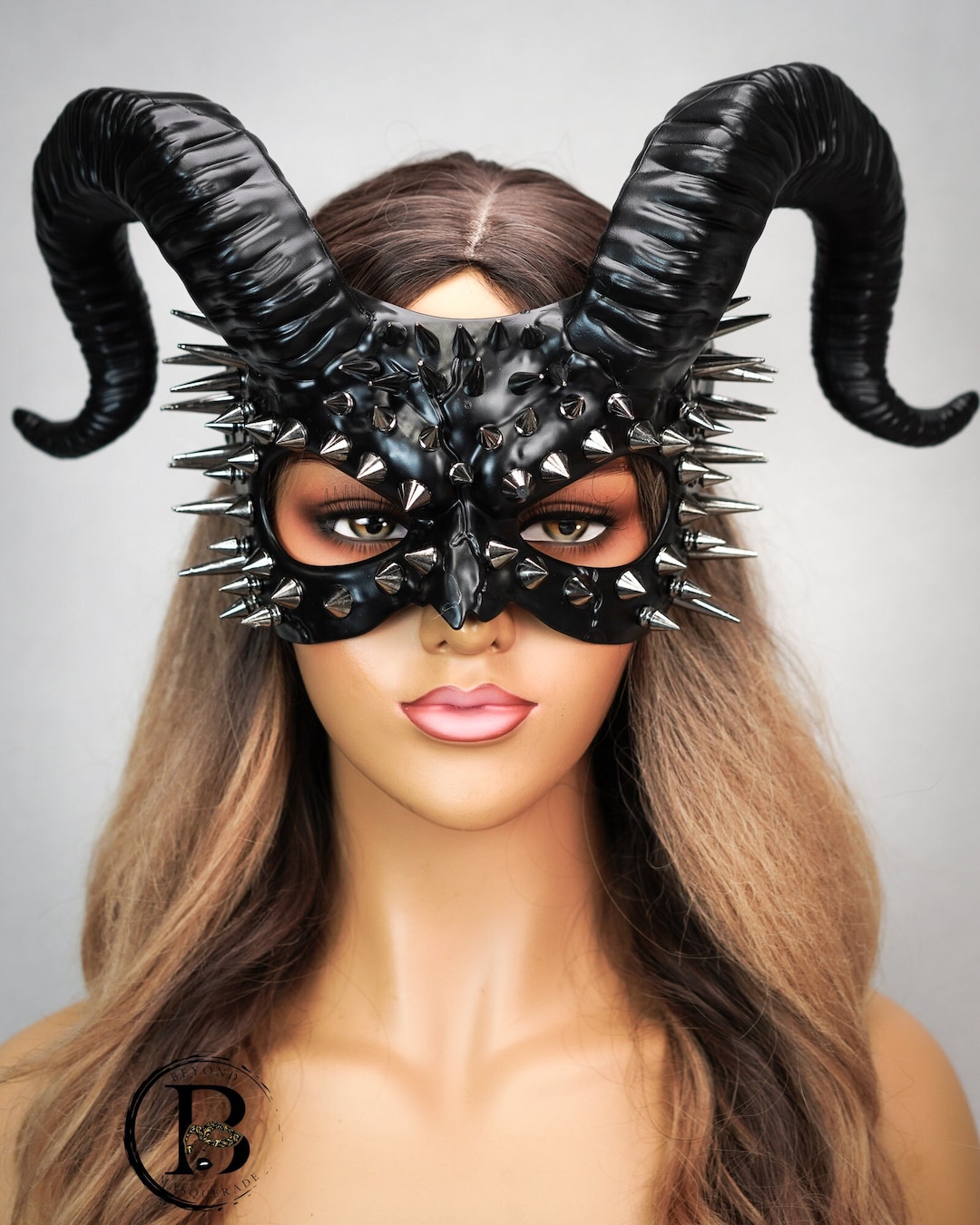 Black Spike Devil Ram Horns Spikes Rivet Antler Natural Headpiece ...