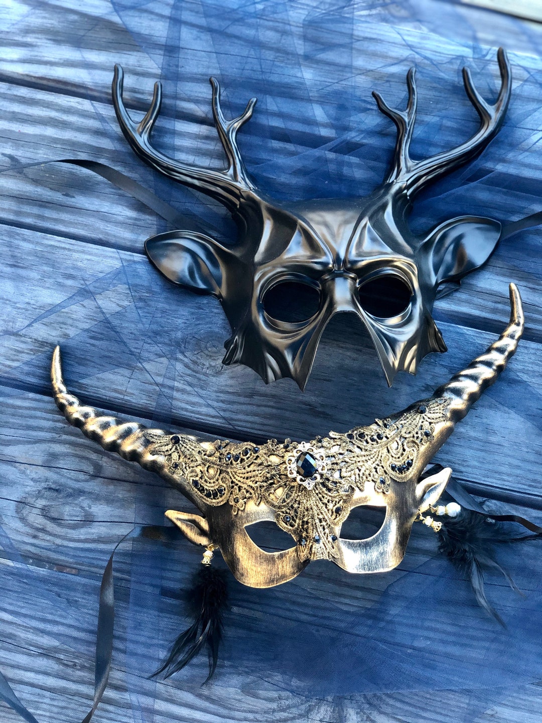 Black Gold Masquerade Mask, Halloween Mask, Couple's Masquerade Masks ...