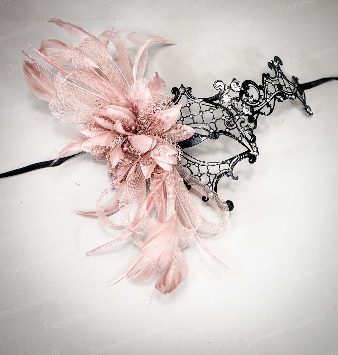 Rose Gold Masquerade Mask, Dusty Pink Floral Masquerade Mask, Blush ...