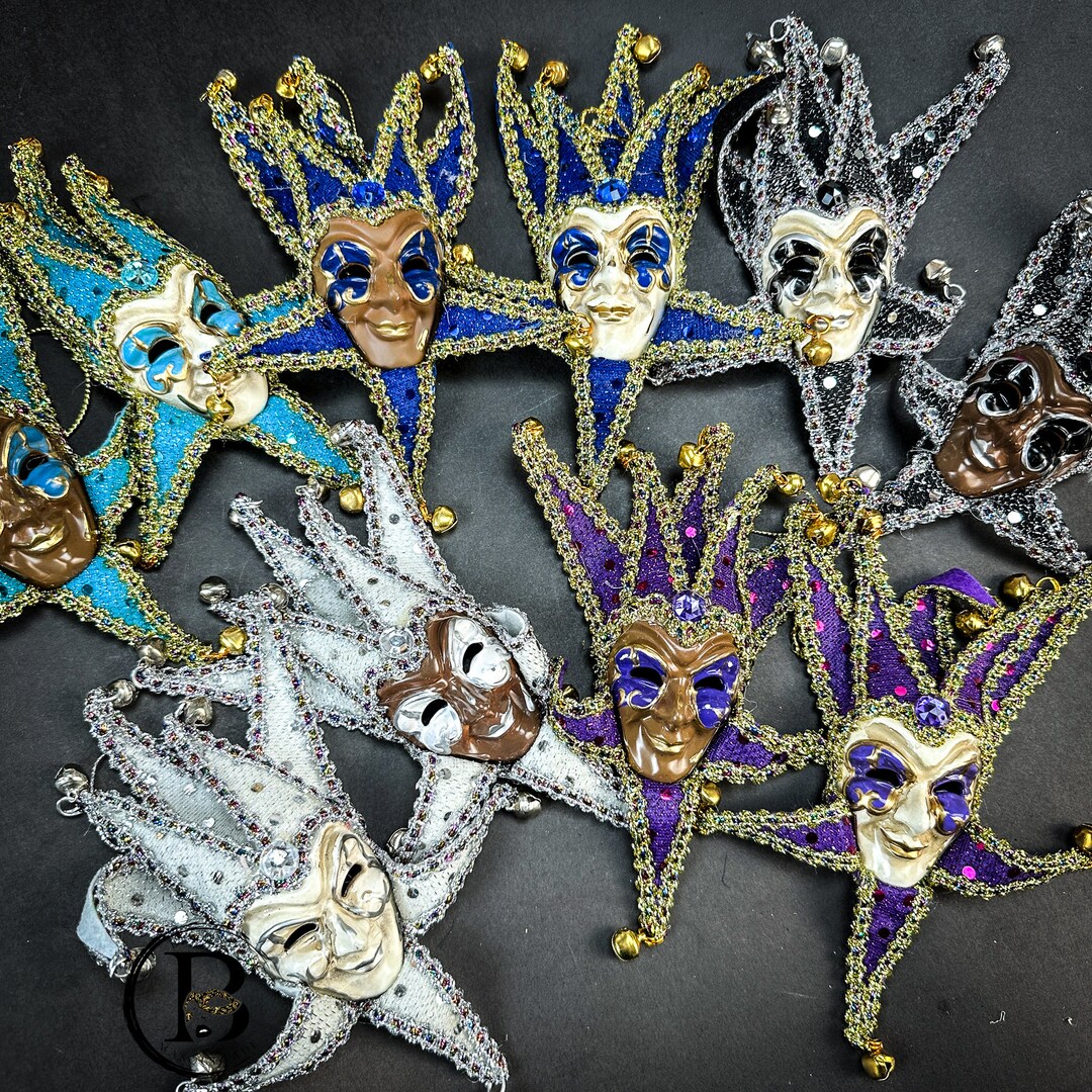 Mini Venetian Jester Masks for Wreaths, Jester Mask Magnets, Decoration ...
