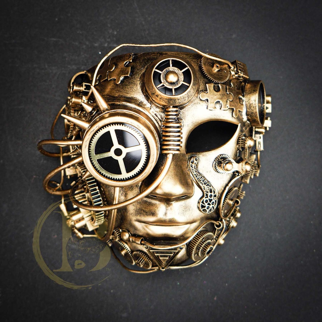 Steampunk Skull Mask, Steampunk Bird Mask, Gold Skull Mask, Halloween ...