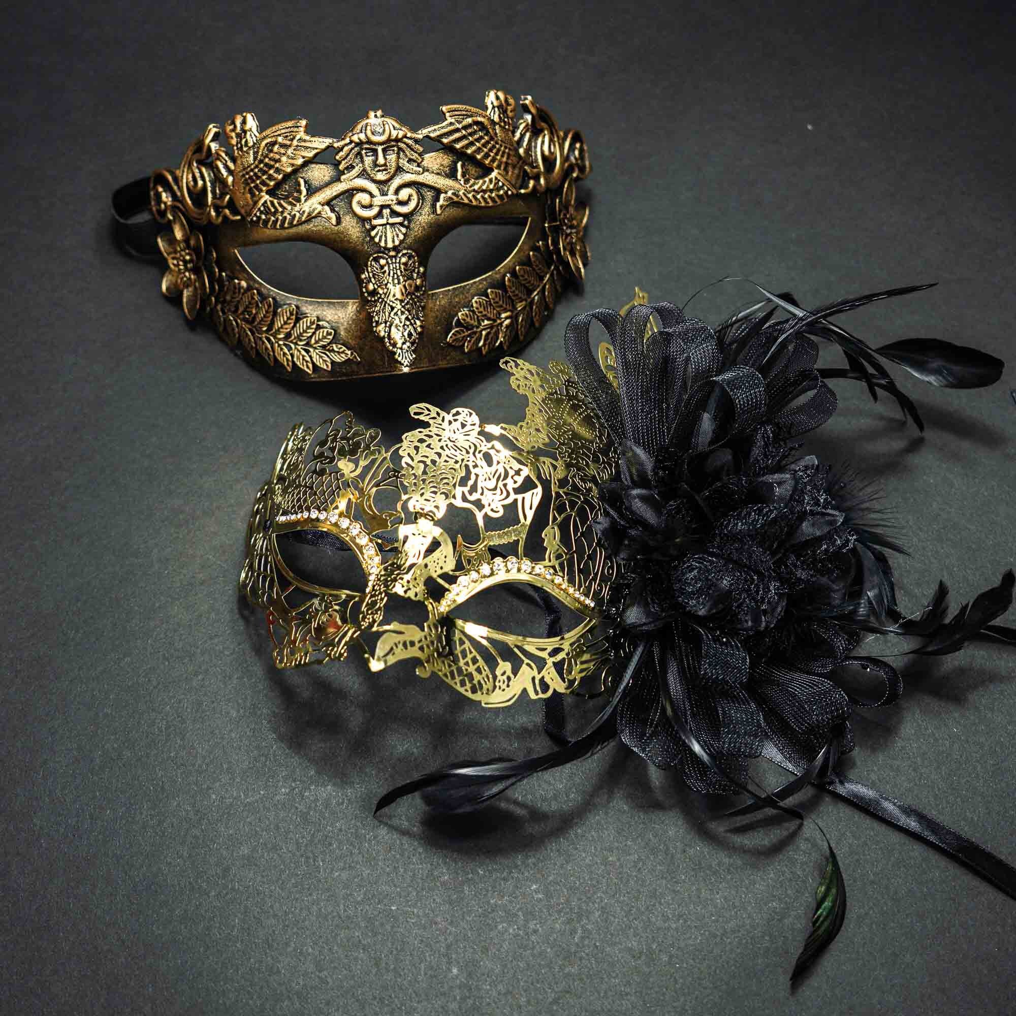 Couples Masquerade Mask Couple's Mask Feather Masquerade | Etsy