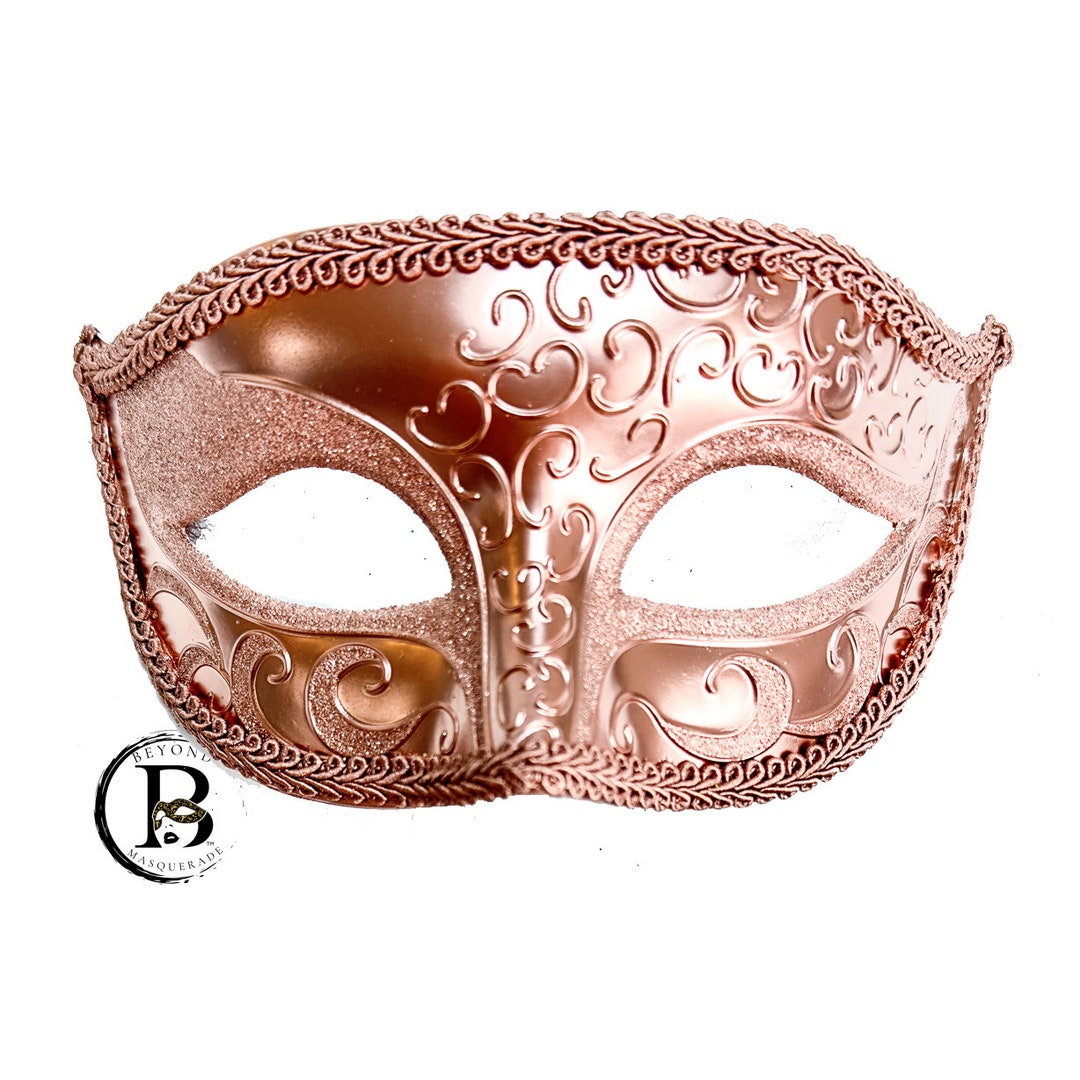 Men's Masquerade Mask, Rose Gold Men Mardi Gras Mask, Mens Masquerade ...