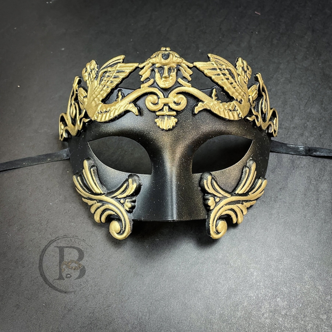 Black Gold Men's Masquerade Mask for Men, Roman Gold/black Mask, Greek ...