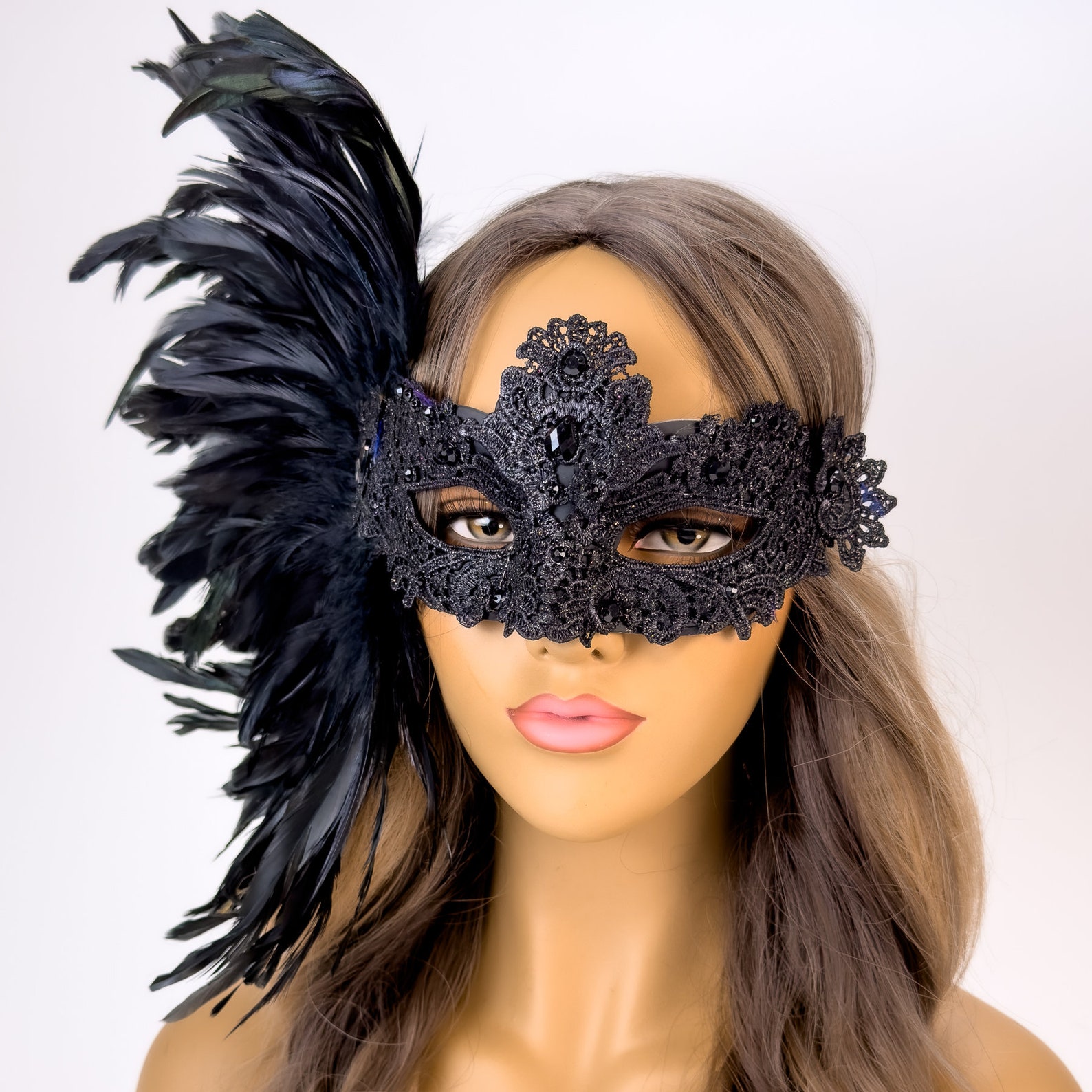 Black Masquerade Masks Black Feather Mask Masquerade Mask - Etsy