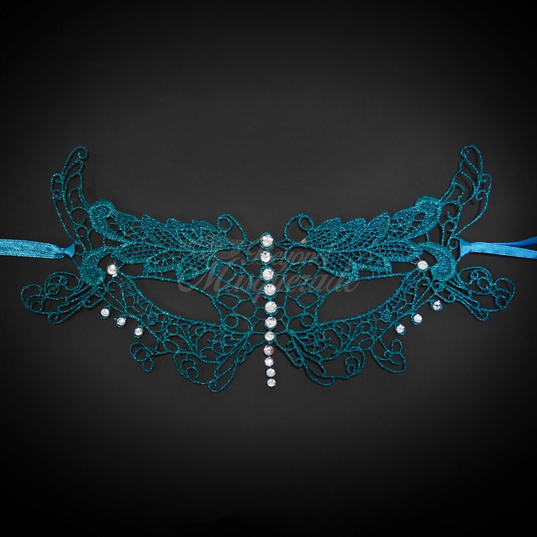 Lace Mask, Masquerade Mask, Elegant Macrame Lace Mask With Diamonds ...